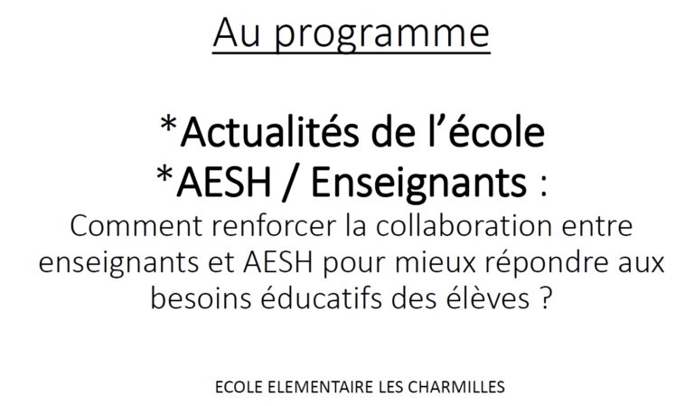 Conseil des maitres AESH / enseignants LUNDI 14 AVRIL 2025 | ECOLE ELEMENTAIRE LES CHARMILLES